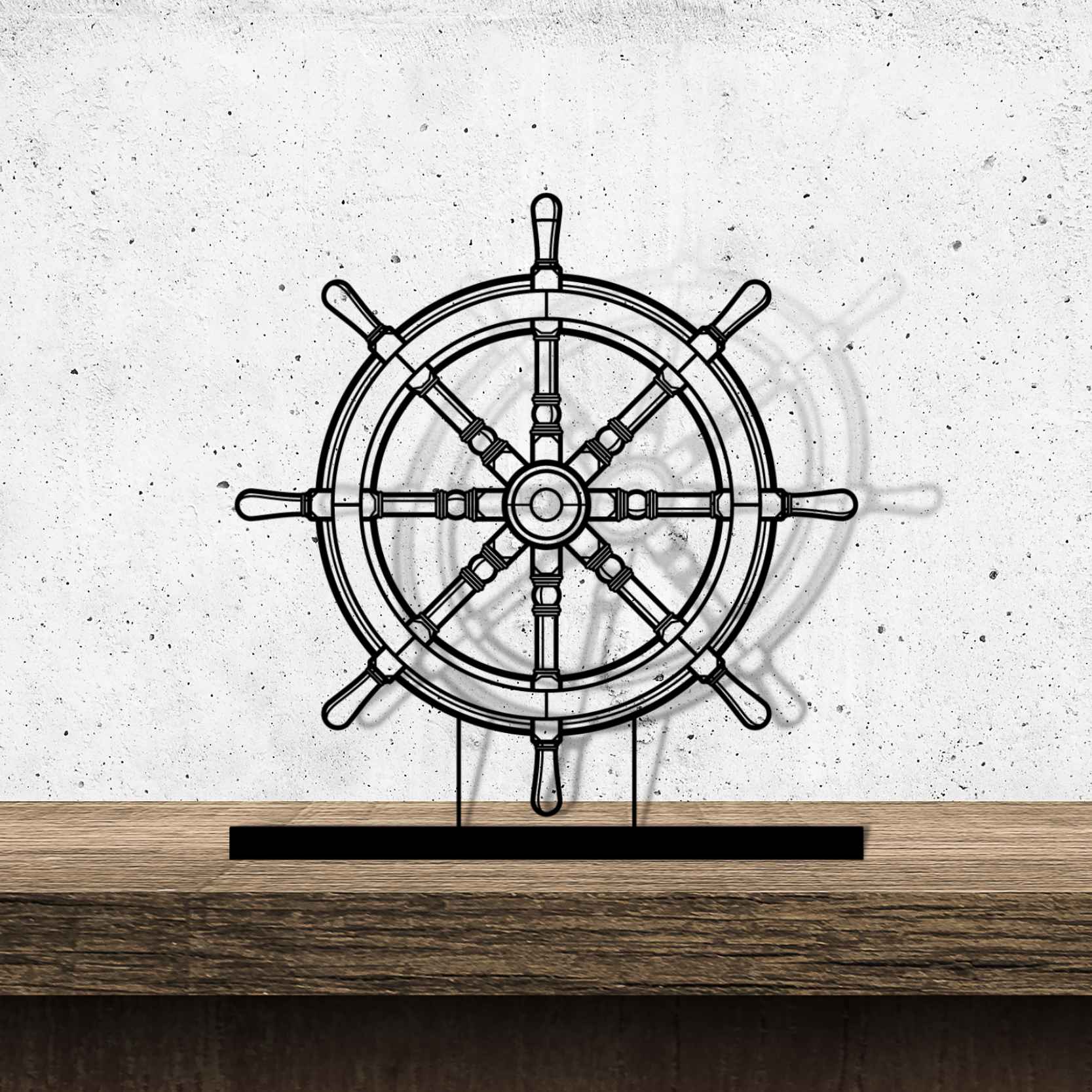 RMS Titanic Wheel Metal Art Stand – Ocean Silhouettes
